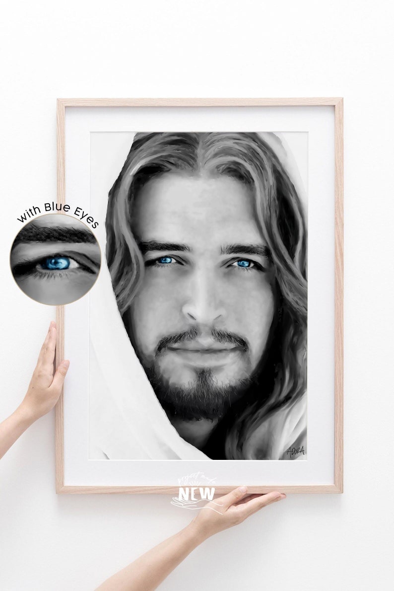 Jesus Christ Portrait Print Blue Eyes Jesus Painting Jesus - Etsy