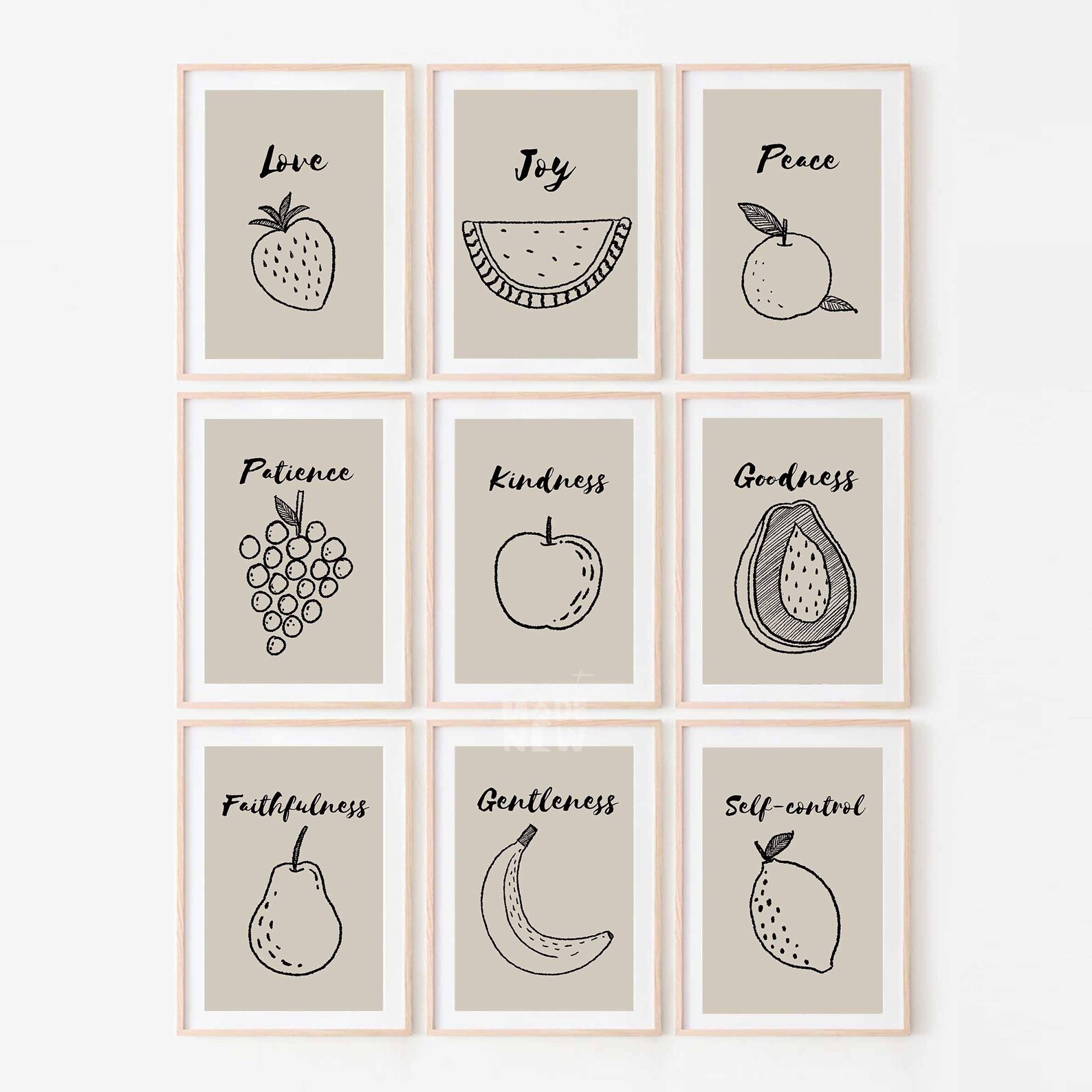 Fruit of the Spirit DIGITAL DOWNLOAD, Set of 9 Christian Bible Wall Art ...