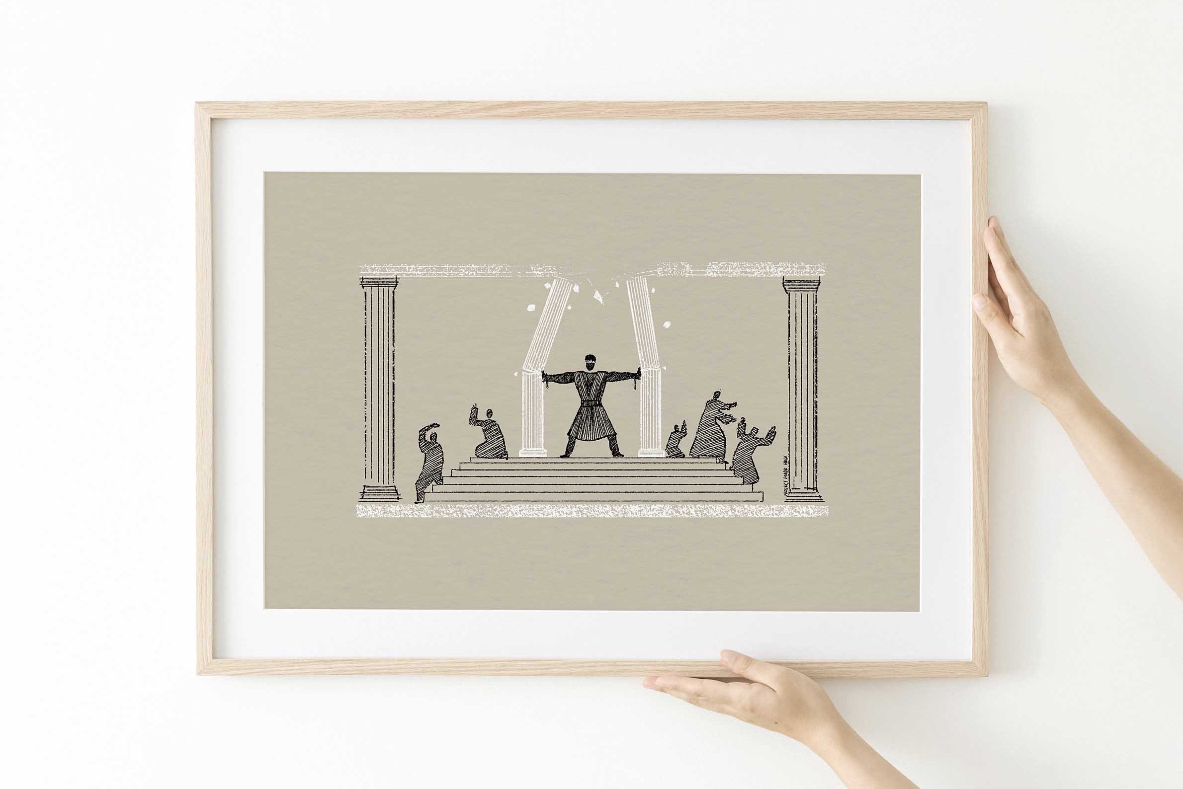 Samson and the Pillars DIGITAL DOWNLOAD, Christian Bible Art, Modern ...