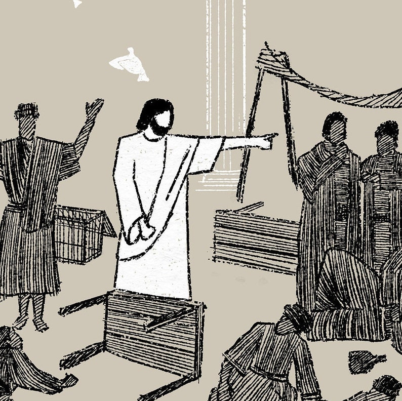 Jesus Flipping Table DIGITAL DOWNLOAD, Jesus at the Temple Christian ...