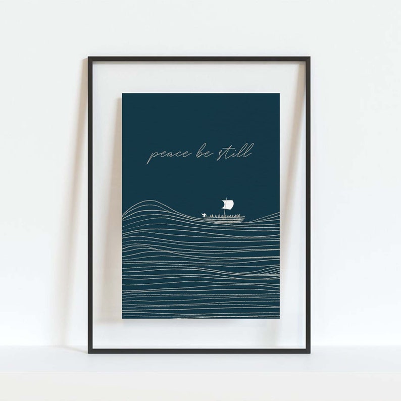Peace Be Still DIGITAL DOWNLOAD, Jesus Bible Art, Be Still & Know ...