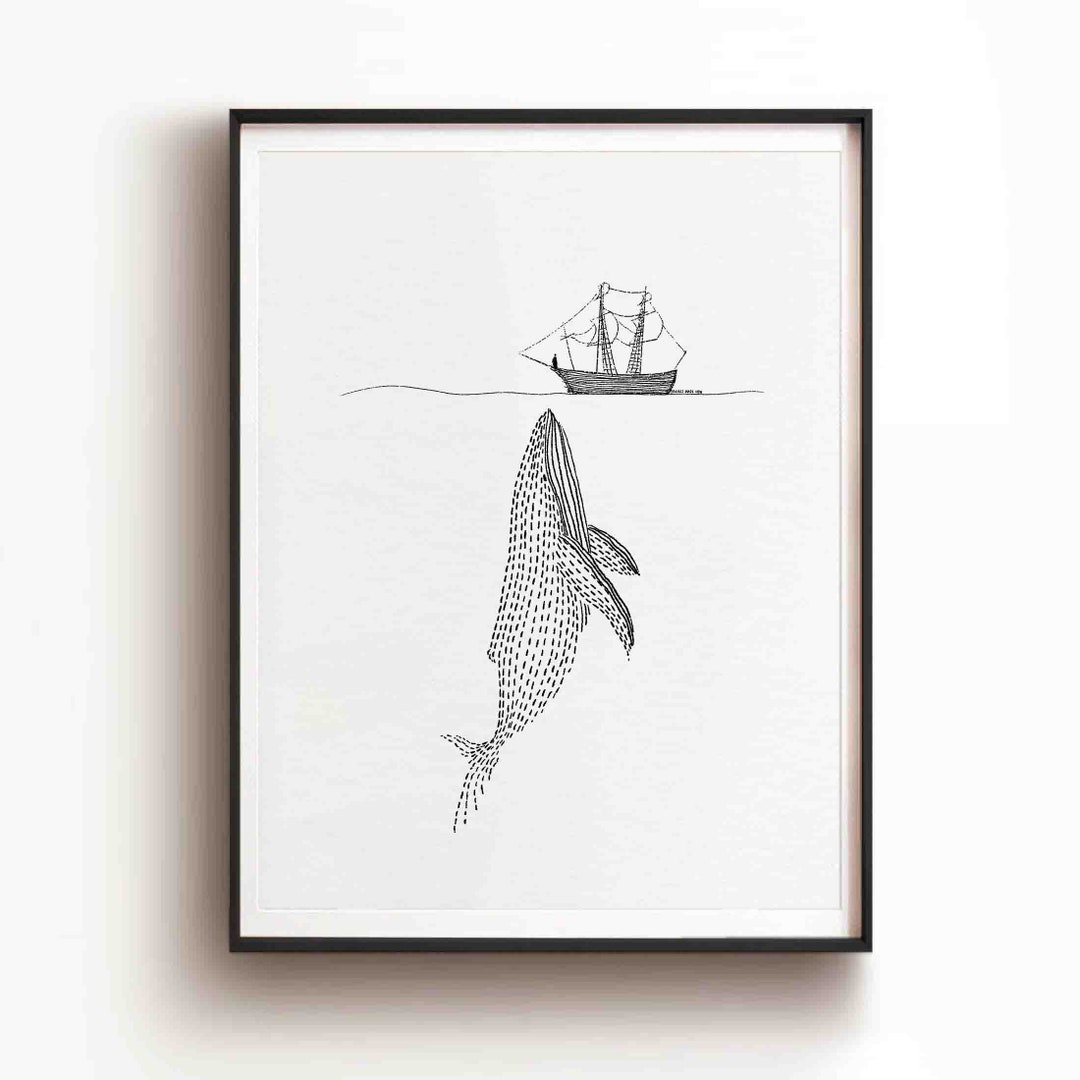 Jonah and the Whale DIGITAL DOWNLOAD, Minimalist Bible Art Print Big ...