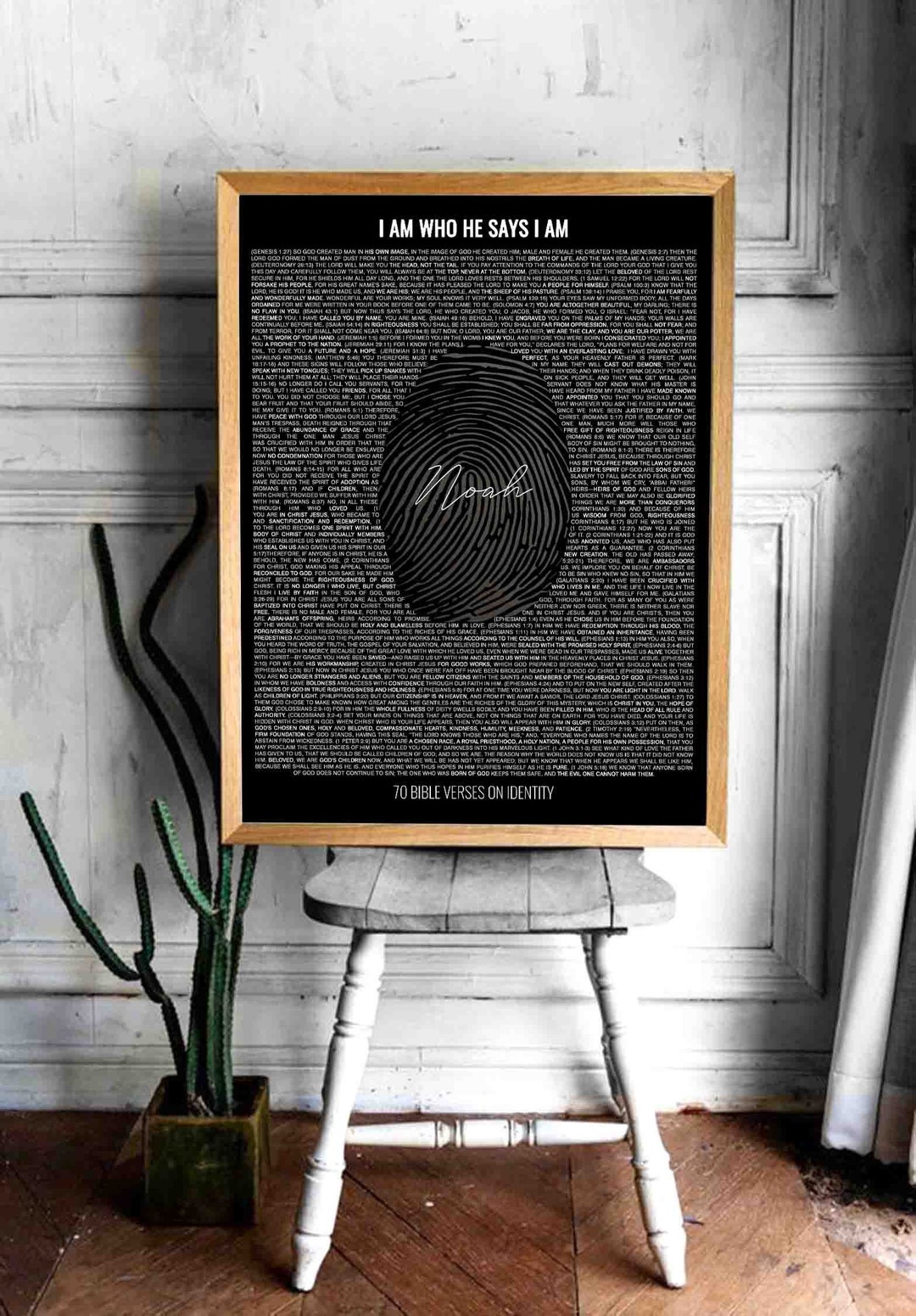 Fingerprint 70 Bible Verses on Identity, Custom Name, Jesus Painting ...