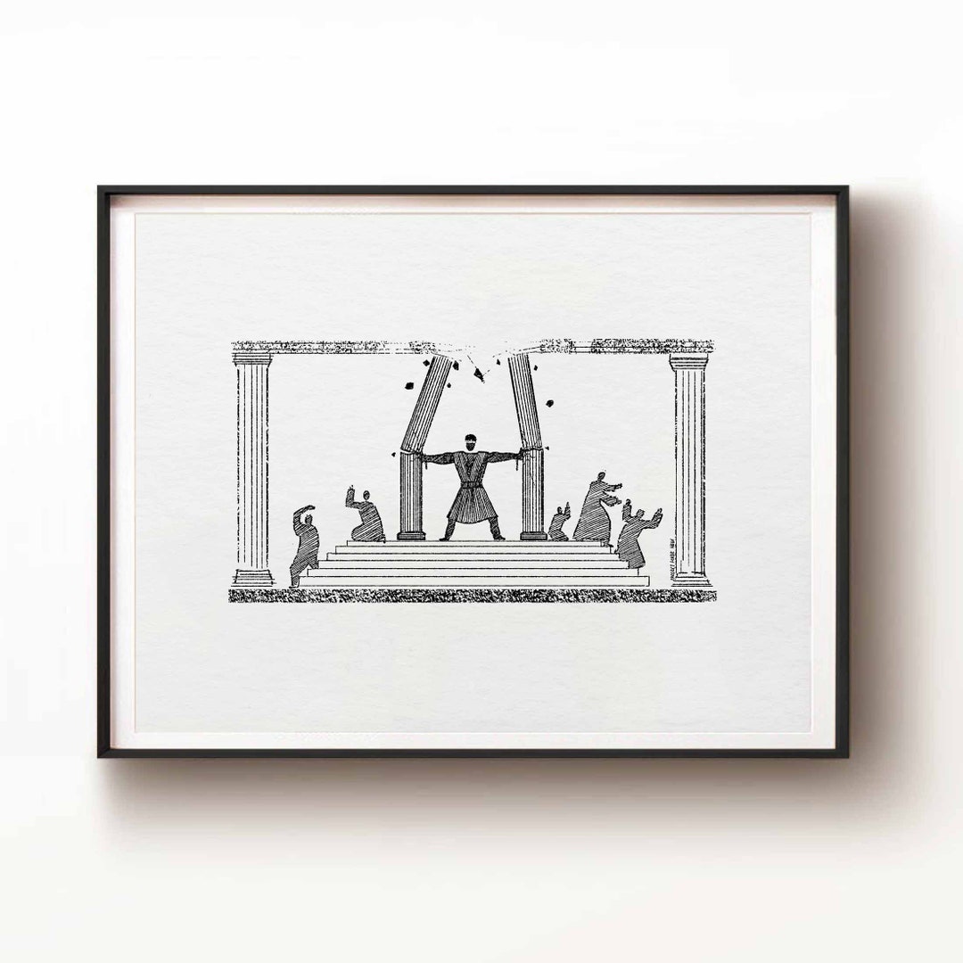 Samson and the Pillars DIGITAL DOWNLOAD, Christian Bible Art, Modern ...