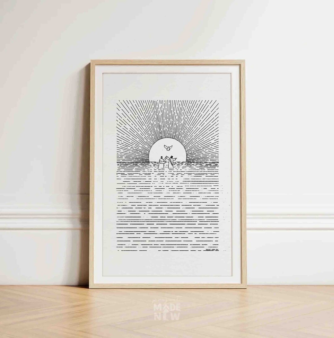 Jesus Baptism DIGITAL DOWNLOAD, Water Baptism Bible Art, Baptized Gift ...