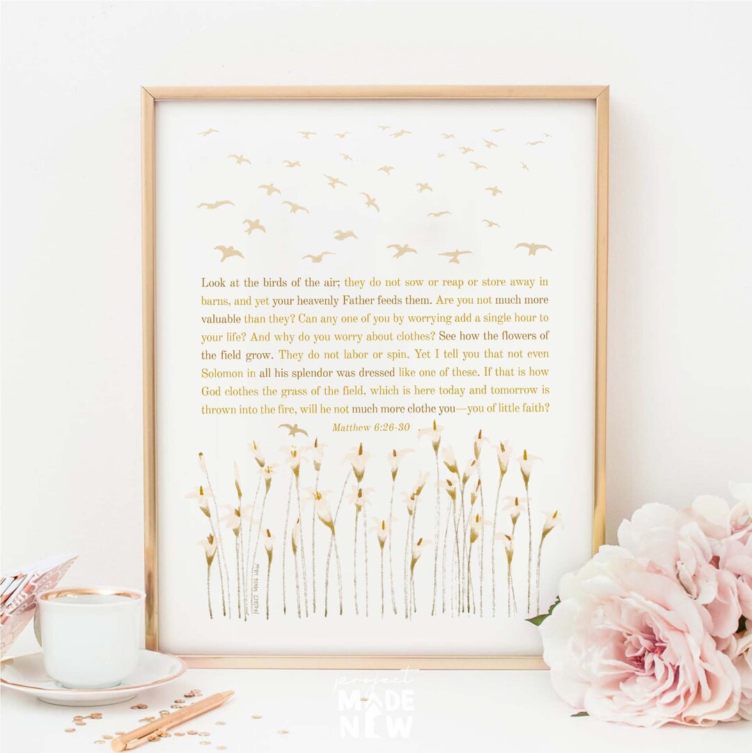 Lilies of the Field Birds in the Air DIGITAL DOWNLOAD, Christian Modern ...