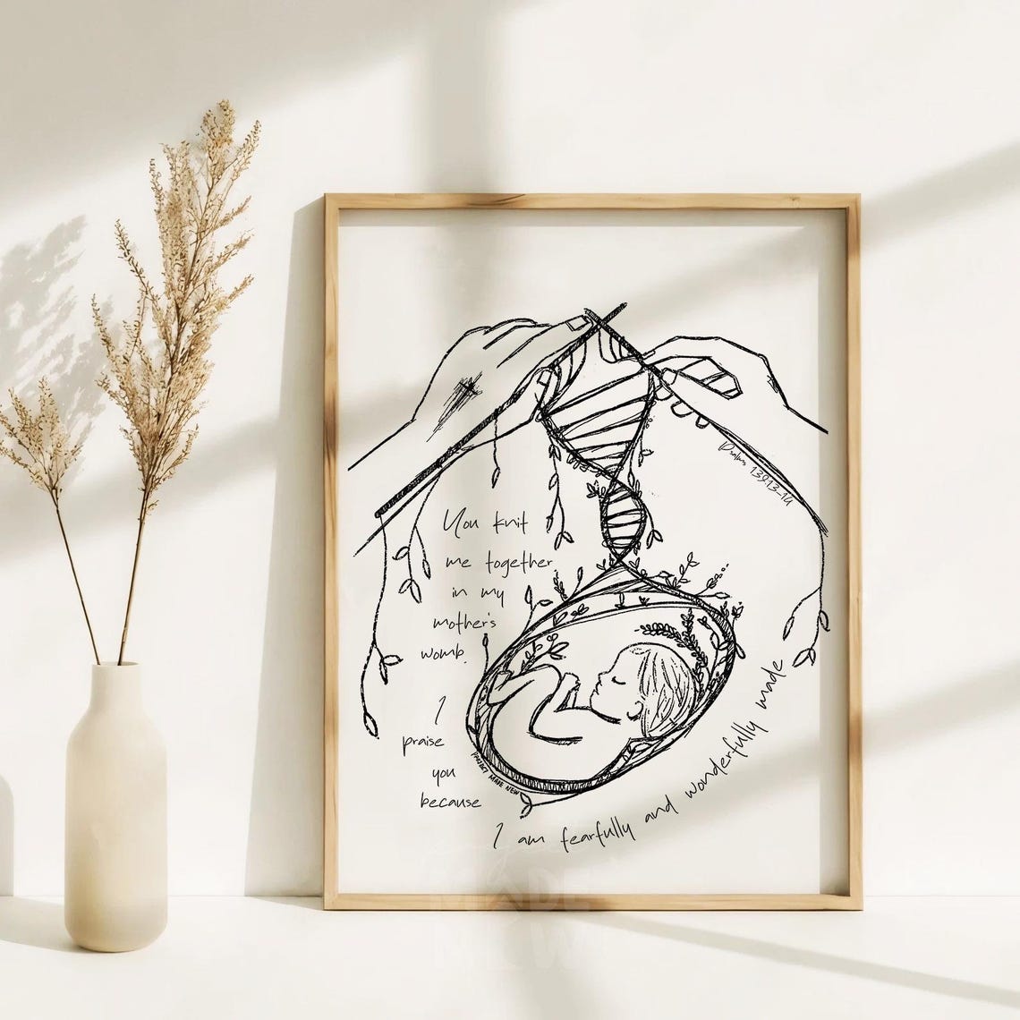 Knitted Me in My Mother's Womb Framed Poster, Psalm 139, Pregnancy ...