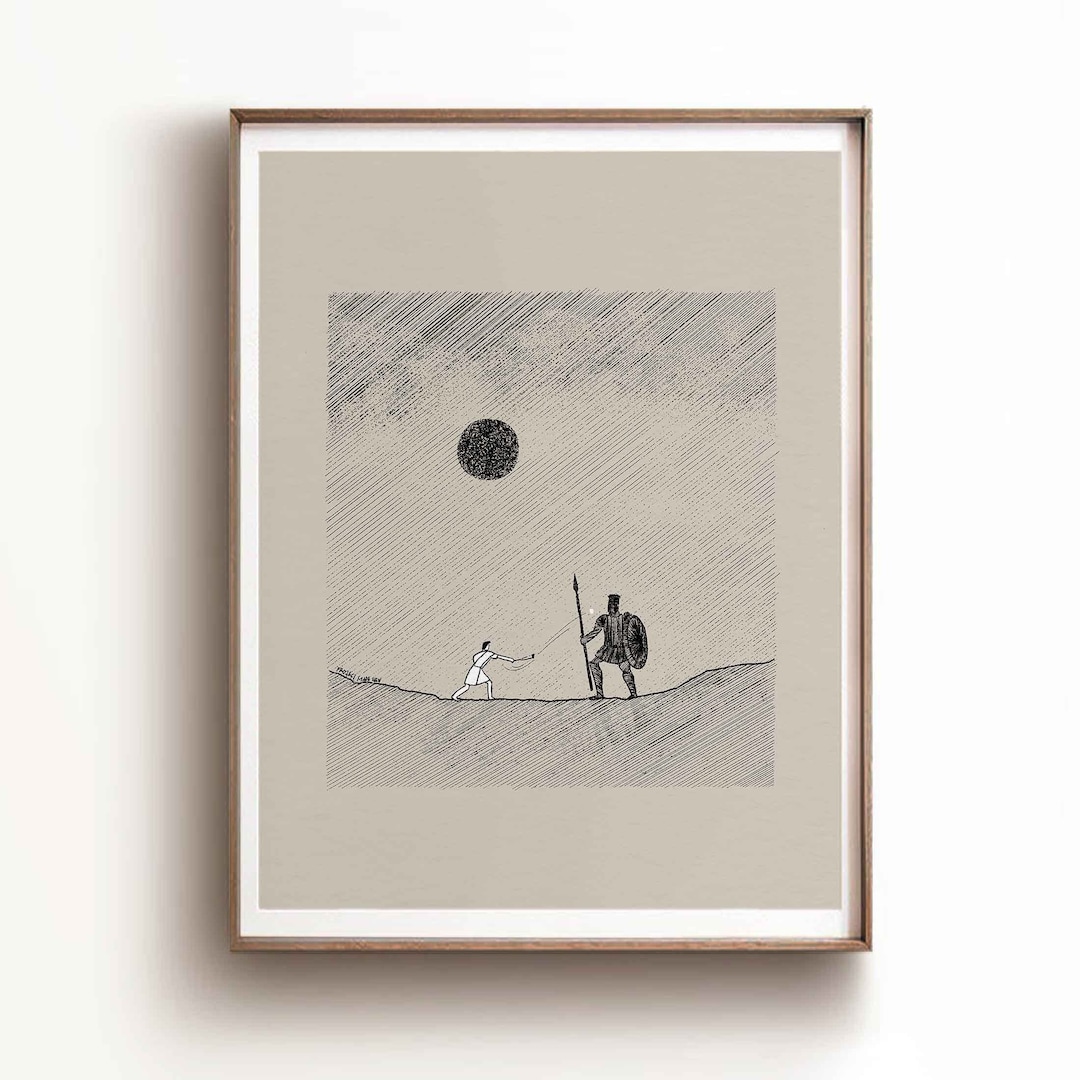 David and Goliath DIGITAL DOWNLOAD, Bible Art, Bible Story Modern Bible ...