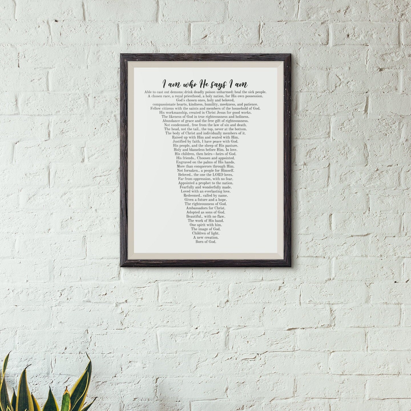 I Am Who He Says I Am Scripture Art, Reminder Poster, Christian ...
