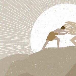 Jacob Wrestles With God DIGITAL DOWNLOAD, Bible Sketches, Christian ...