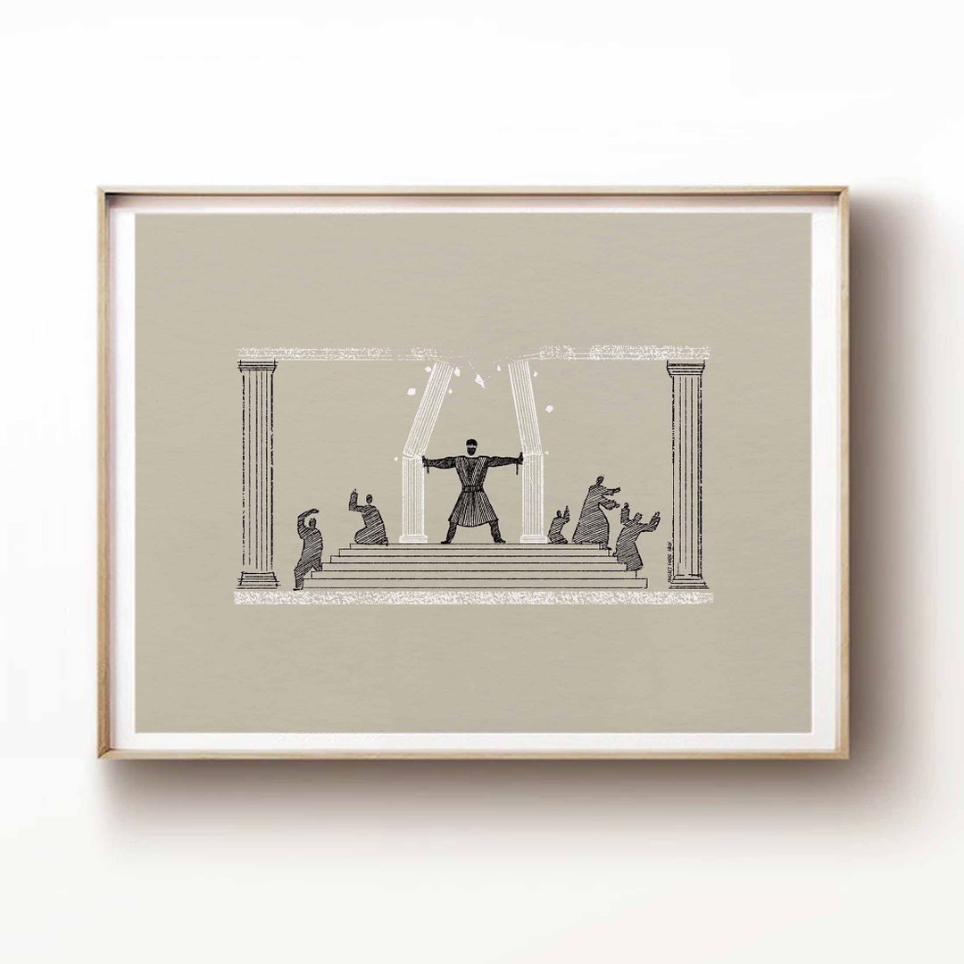 Samson and the Pillars DIGITAL DOWNLOAD, Christian Bible Art, Modern ...