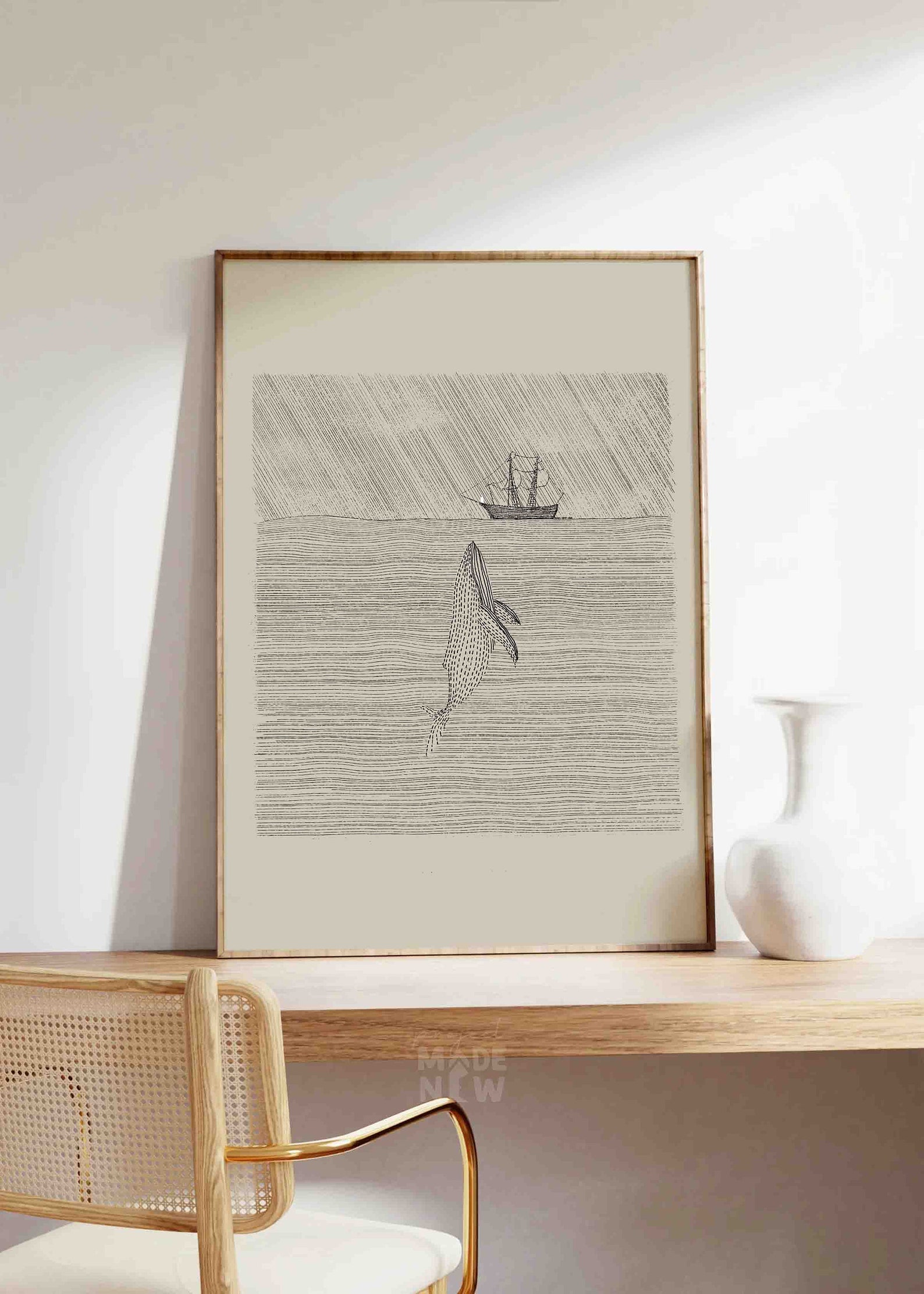 Jonah and the Whale DIGITAL DOWNLOAD Bible Art Print Big Fish Modern ...