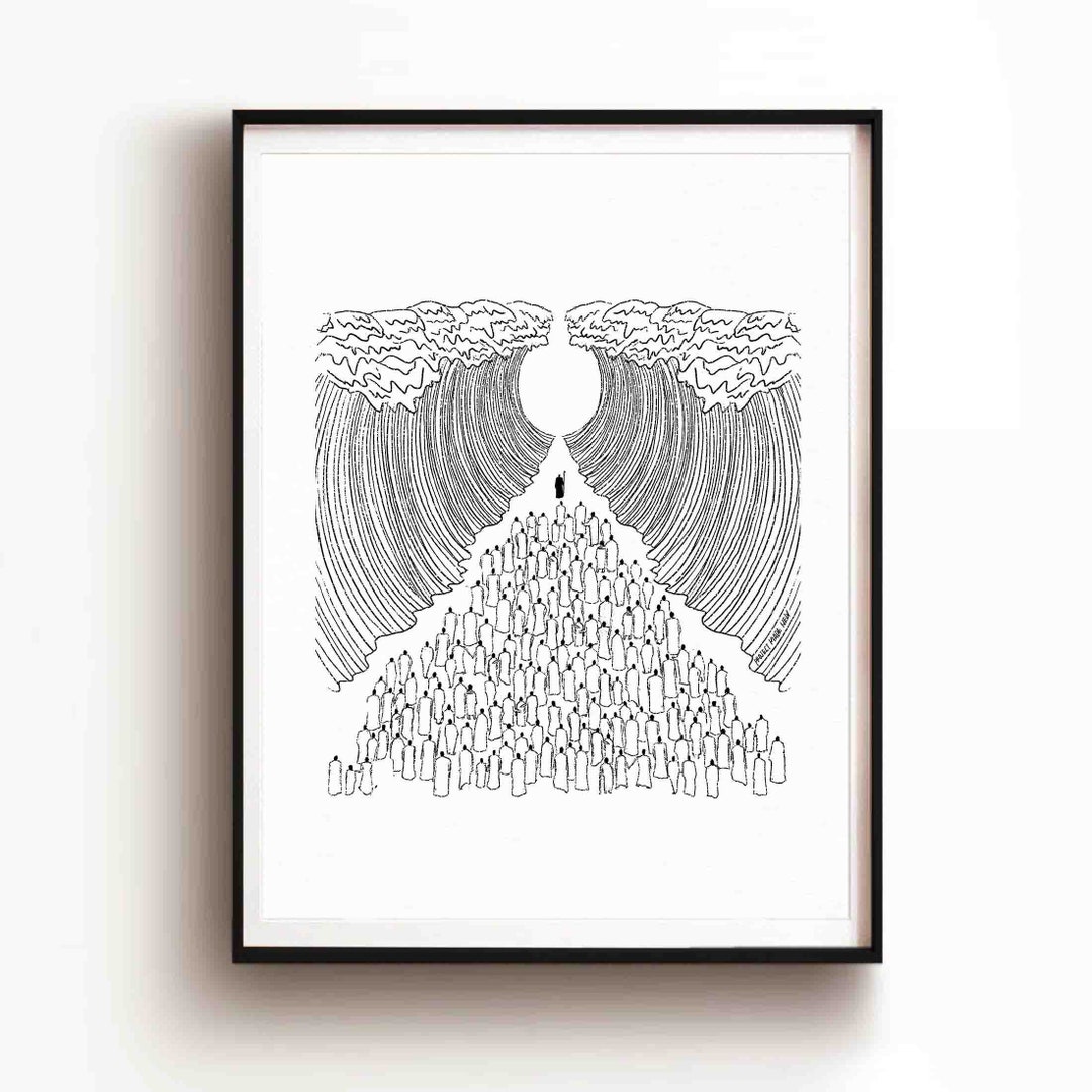Moses Parting the Red Sea DIGITAL DOWNLOAD, Christian Bible Art ...