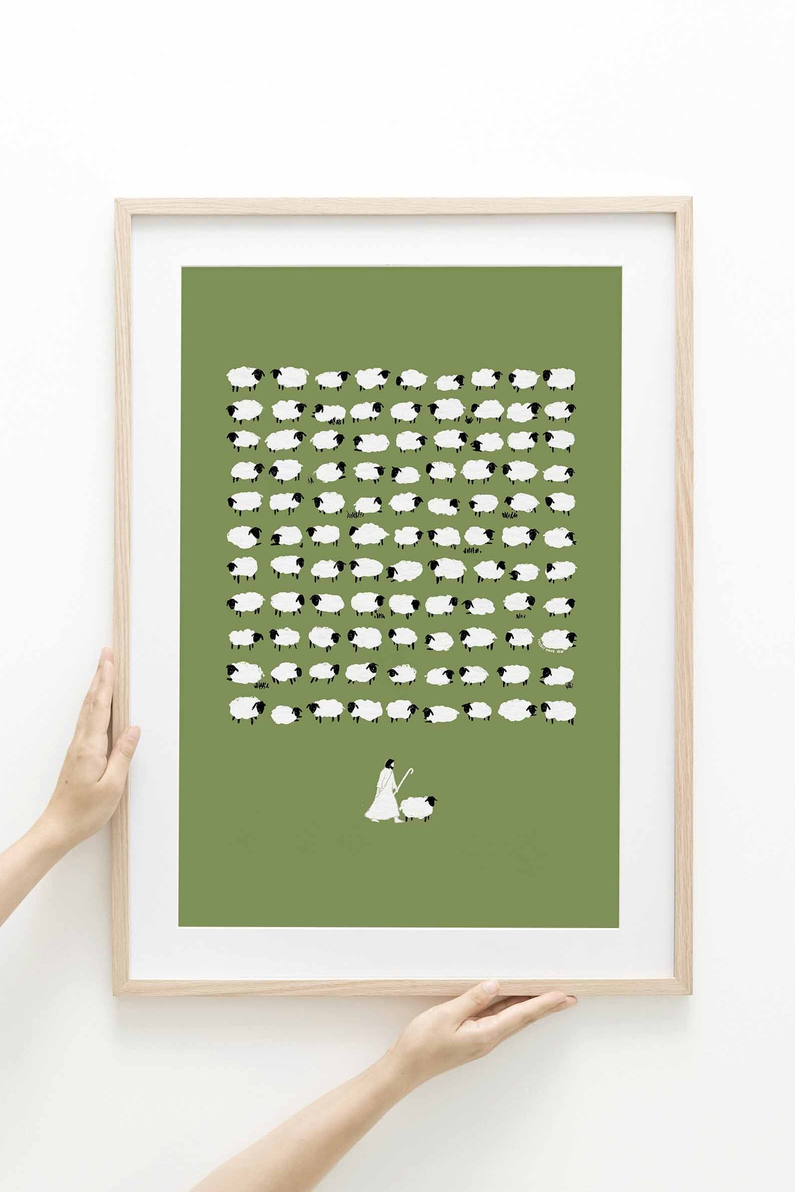 Jesus Leaves the 99 Sheep DIGITAL DOWNLOAD, Bible Sketch Bible Art ...