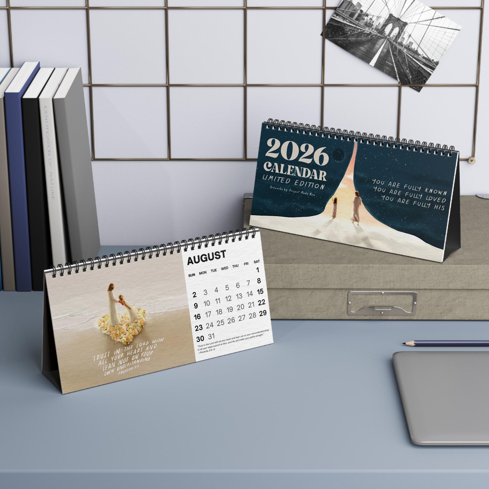 Christian 2026 Calendar Desk, LIMITED EDITION, Christian Artworks Jesus ...