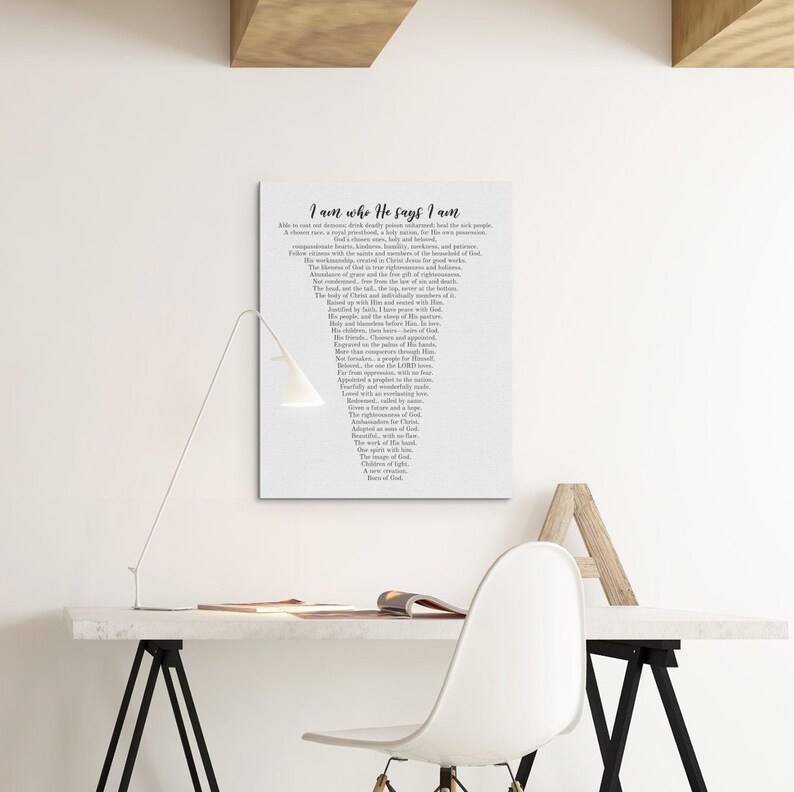 I Am Who He Says I Am Scripture Art, Reminder Poster, Christian ...