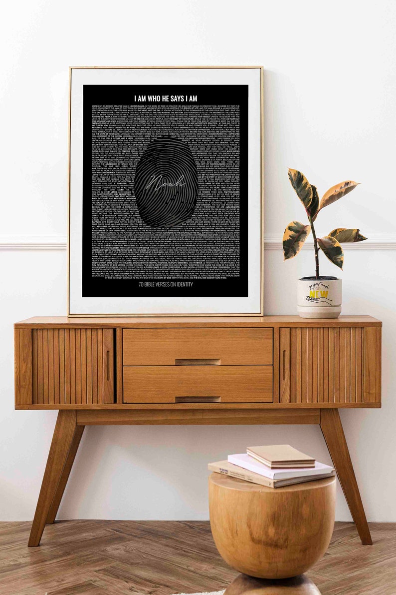 Fingerprint 70 Bible Verses on Identity, Custom Name, Jesus Painting ...