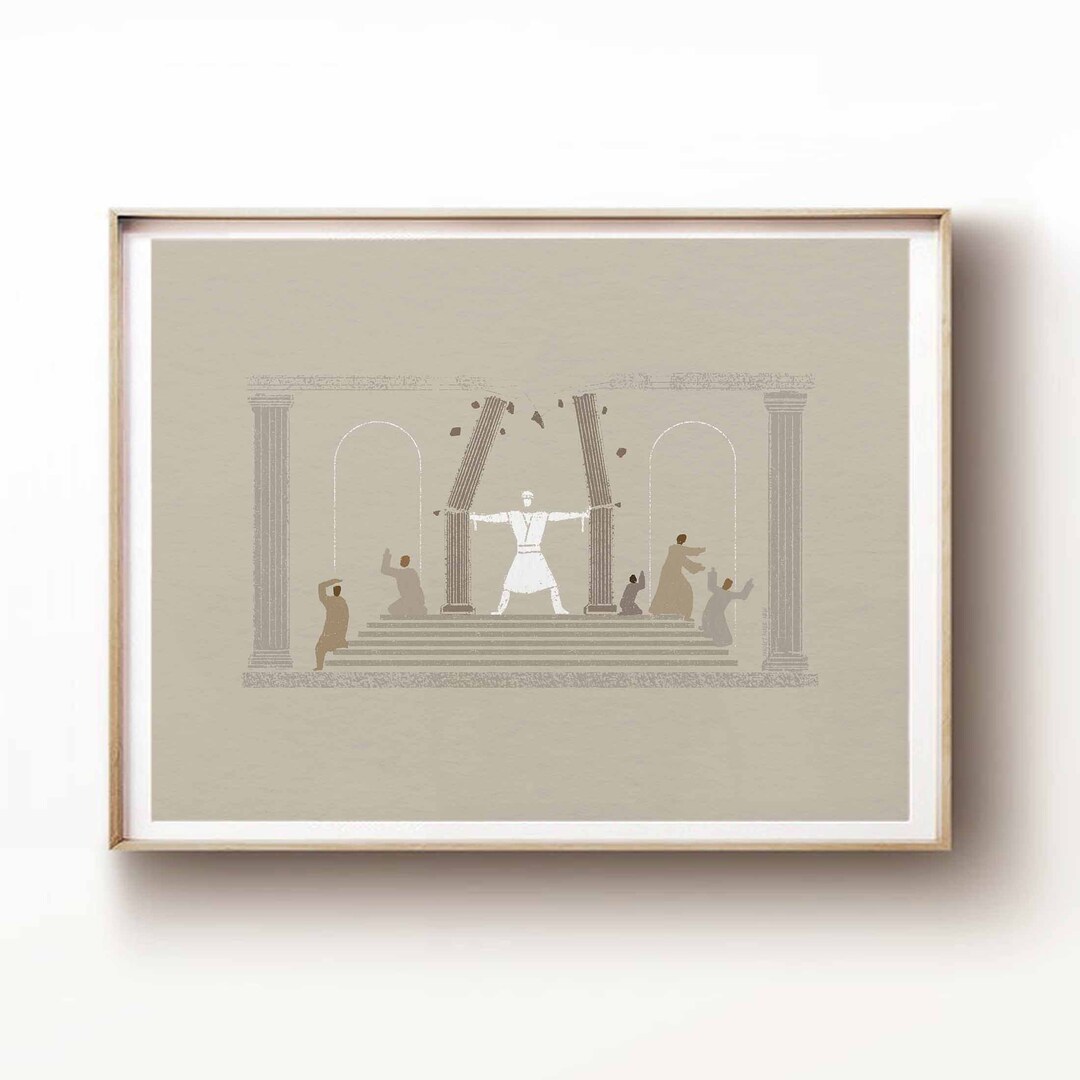 Samson and the Pillars DIGITAL DOWNLOAD, Christian Bible Art, Modern ...