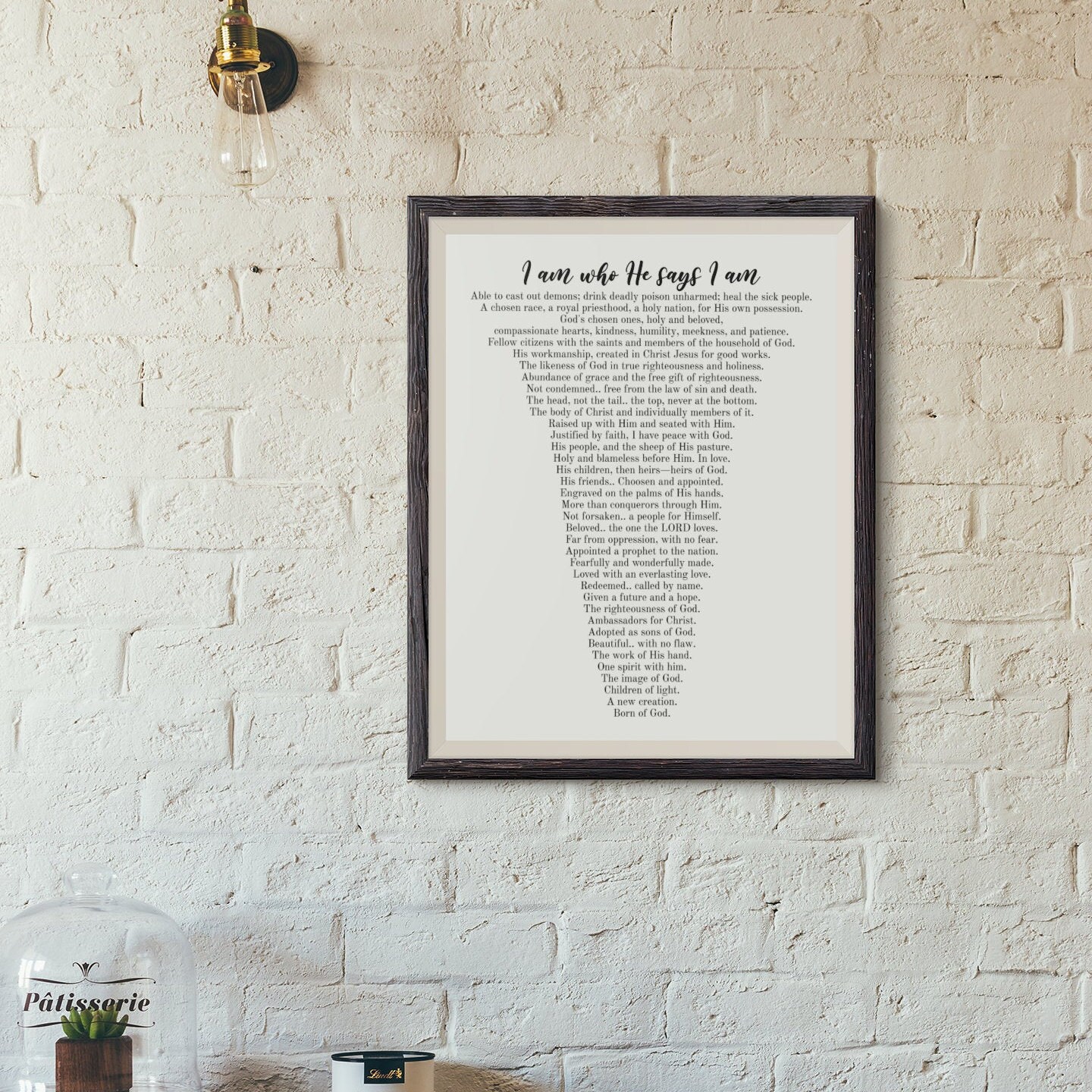 I Am Who He Says I Am Scripture Art, Reminder Poster, Christian ...