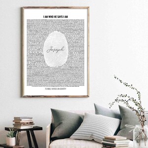 Fingerprint 70 Bible Verses on Identity, Custom Name, Jesus Painting ...