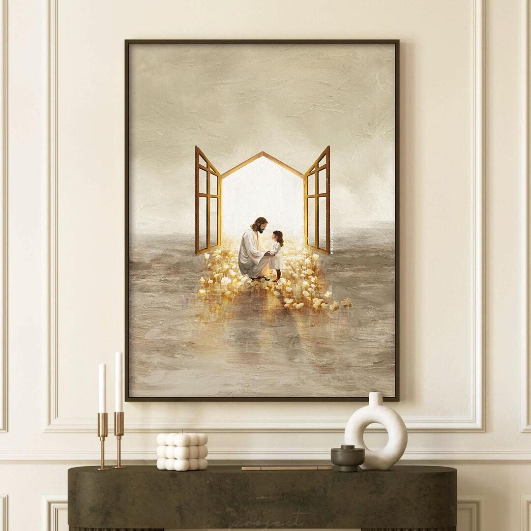 Jesus Christ and Girl Framed Canvas, Belong, Christian Catholic Modern ...