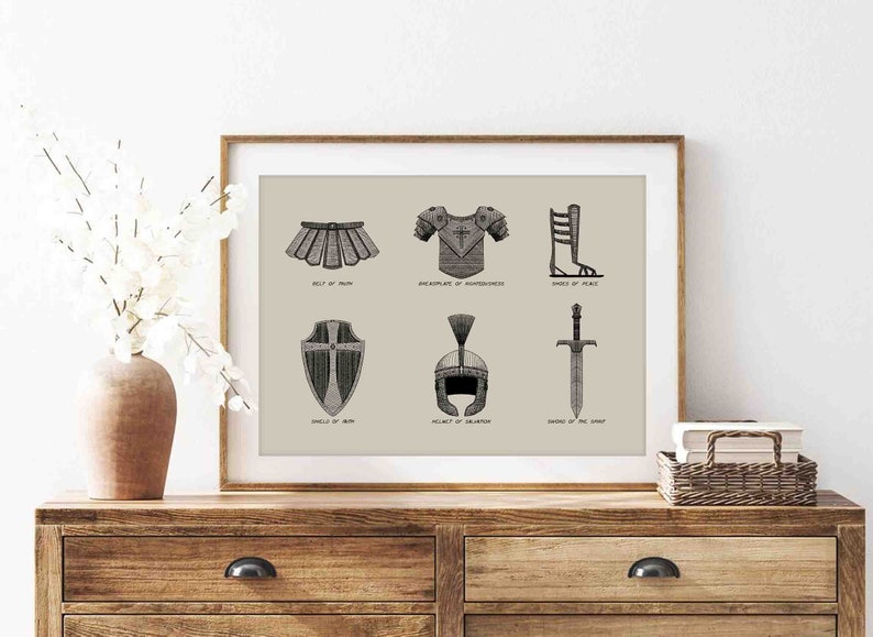 Armor of God DIGITAL DOWNLOAD, Jesus Christian Wall Art, Bible Sketches ...