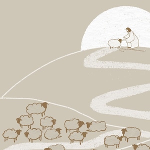 Jesus Leaves the 99 Sheep DIGITAL DOWNLOAD, Bible Sketch Bible Art ...