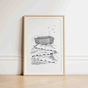 Noah's Ark DIGITAL DOWNLOAD, Jesus Bible Printable Wall Art, Modern ...