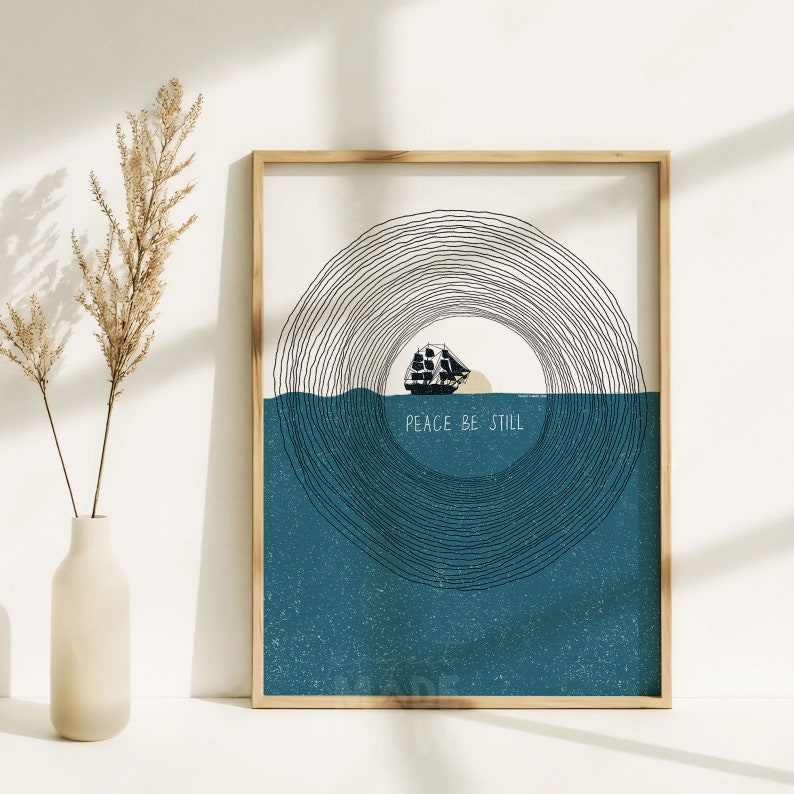 Peace Be Still DIGITAL DOWNLOAD, Christian Modern Art, Jesus Bible Wall ...