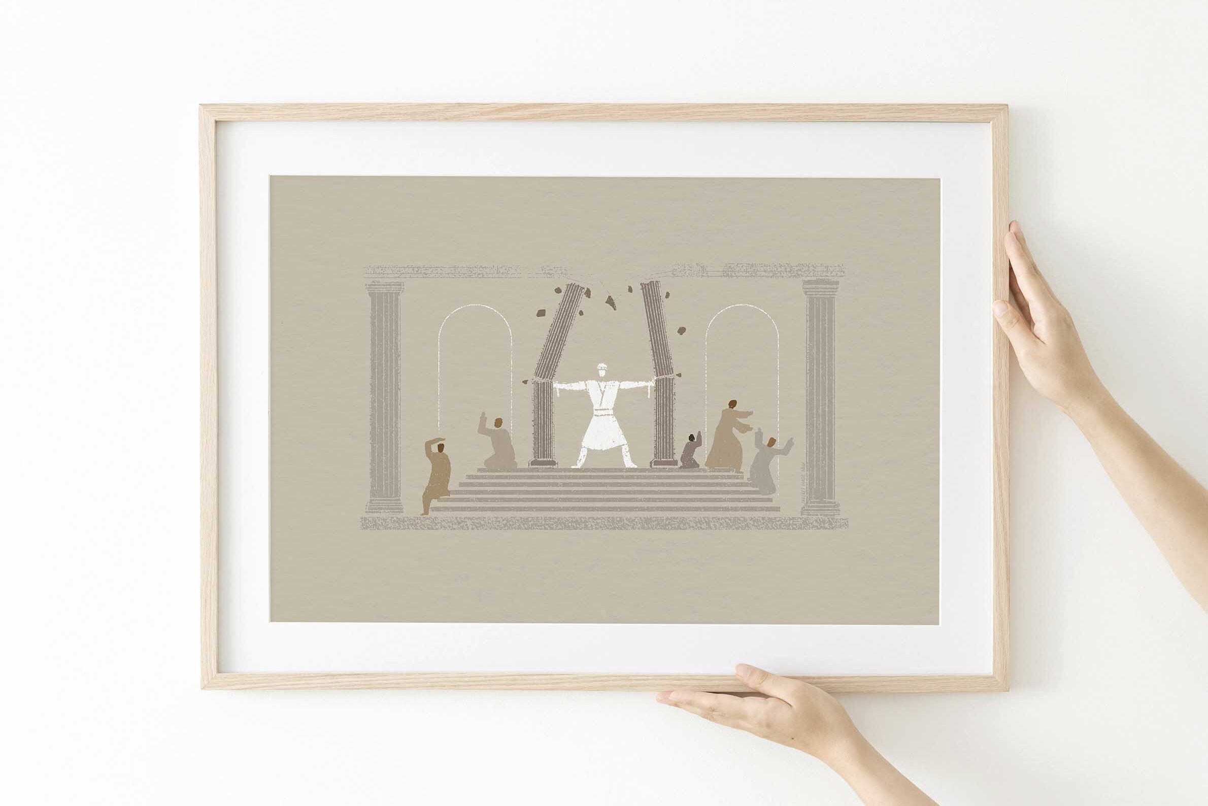 Samson and the Pillars DIGITAL DOWNLOAD, Christian Bible Art, Modern ...