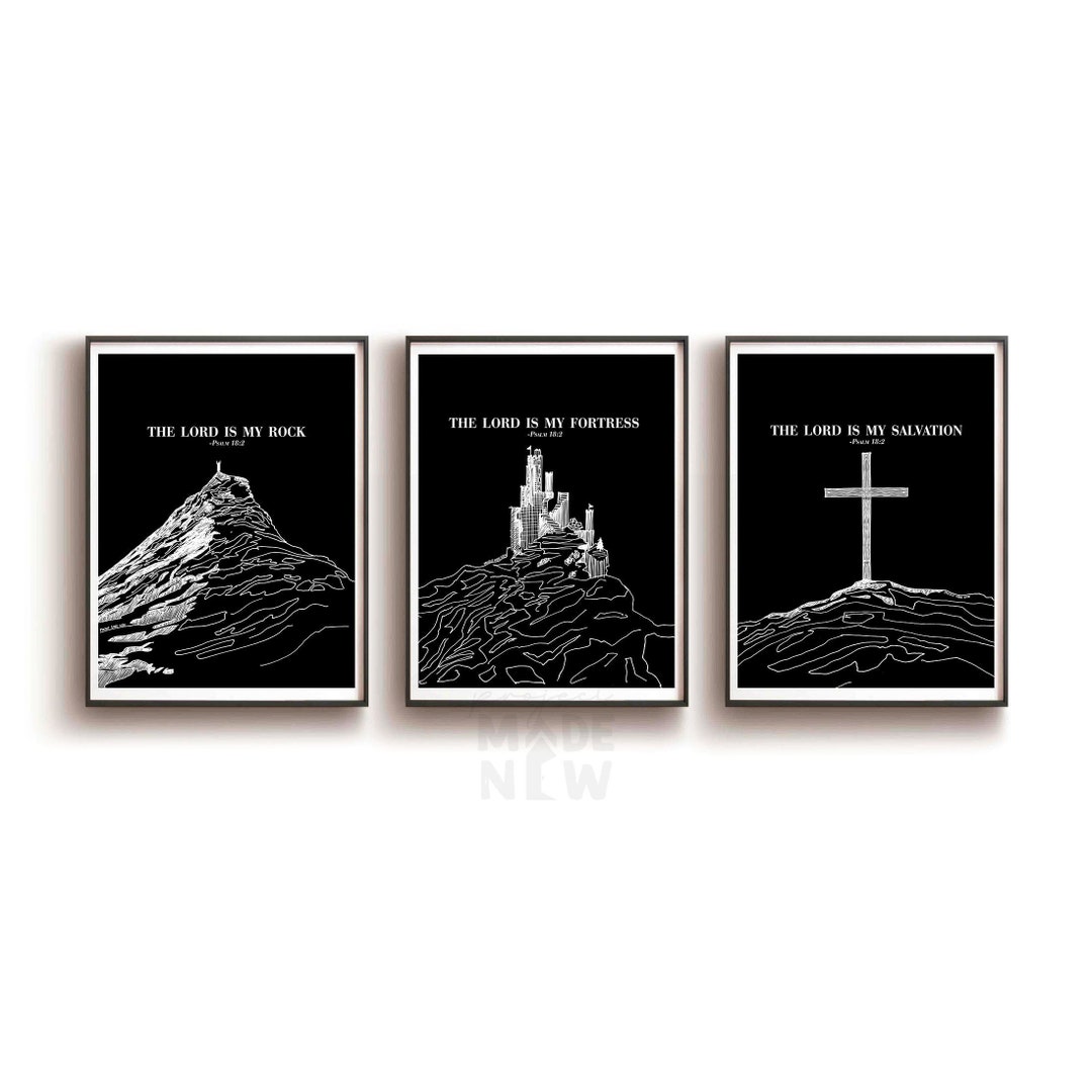The LORD is My Rock DIGITAL DOWNLOAD, Set of 3 Psalm 18:2 Christian ...
