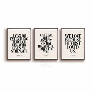 Christian Wall Art Set of 3 DIGITAL DOWNLOAD, Philippians 4 13 ...