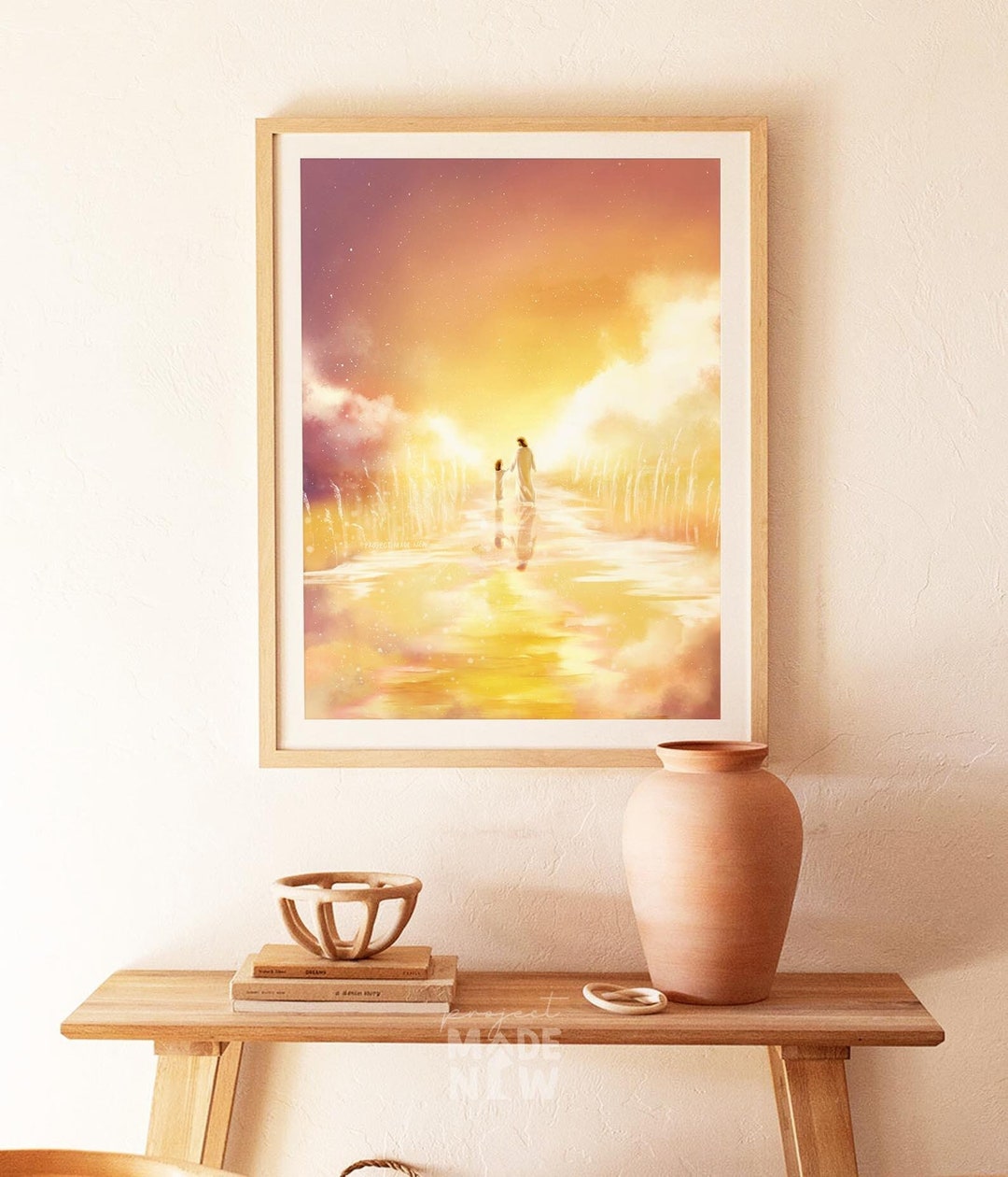 Jesus and Girl Christian Wall Art Framed Poster Print, Hopeful Modern ...