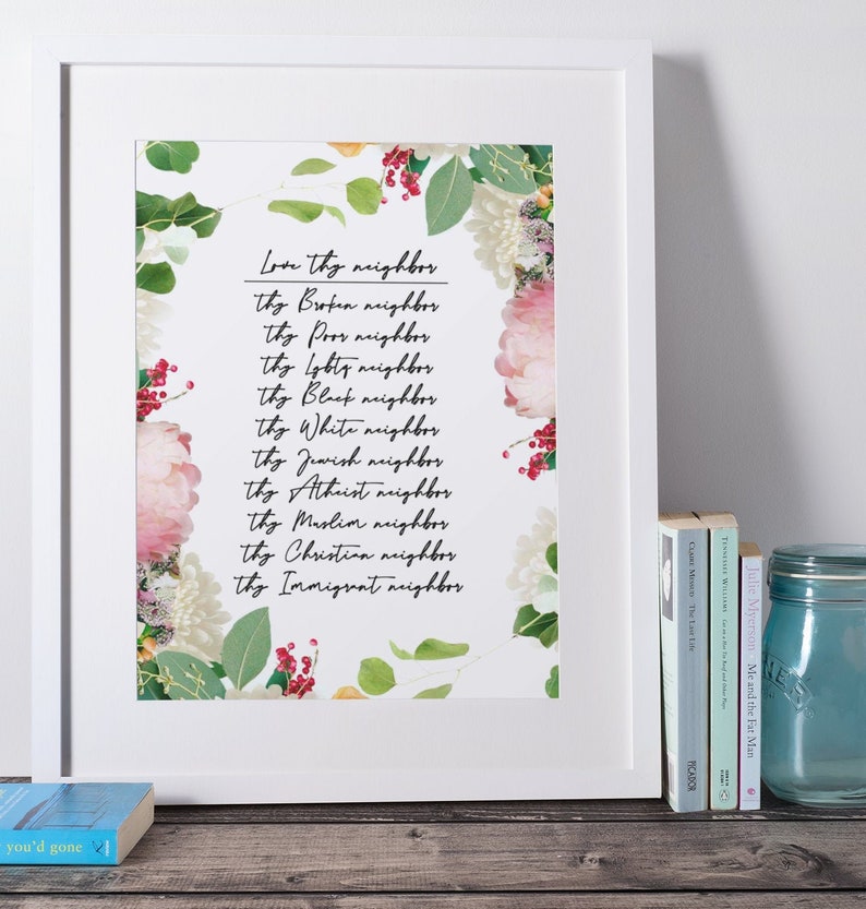 Love Thy Neighbor, Scripture Art, Christian PRINTABLE, Bible Verse ...