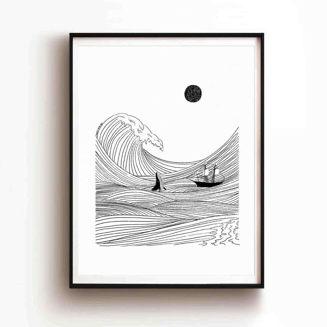 Jonah and the Whale DIGITAL DOWNLOAD, Minimalist Bible Art Print Big ...