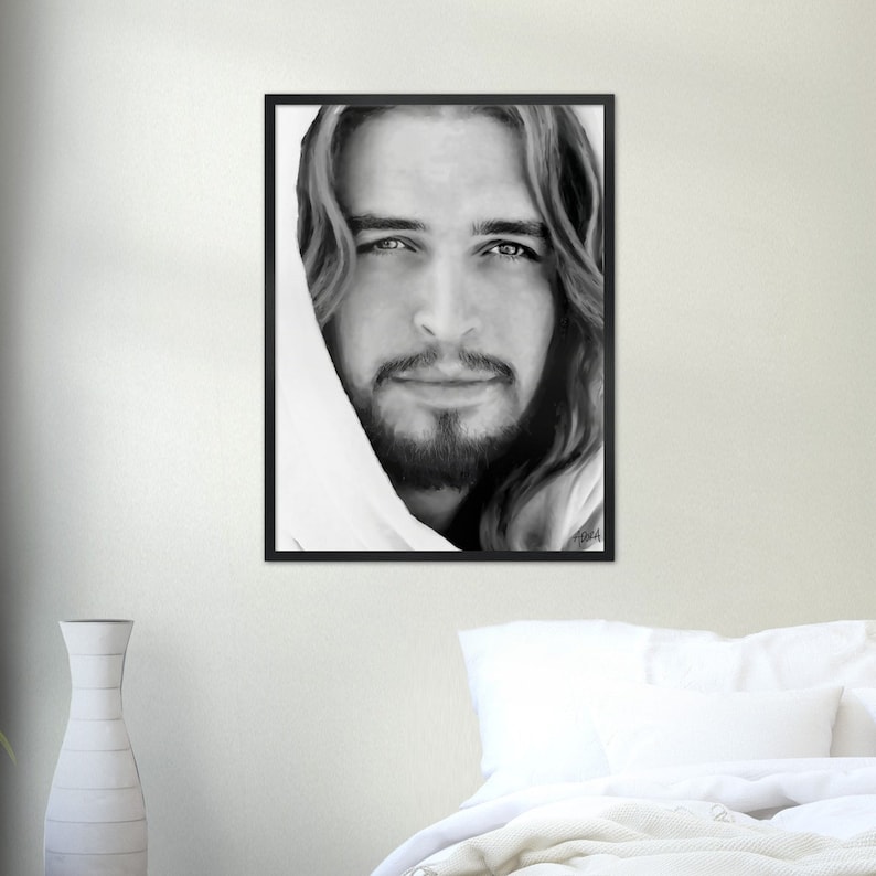 Jesus Christ Wooden Frame Portrait Print Jesus Painting | Etsy