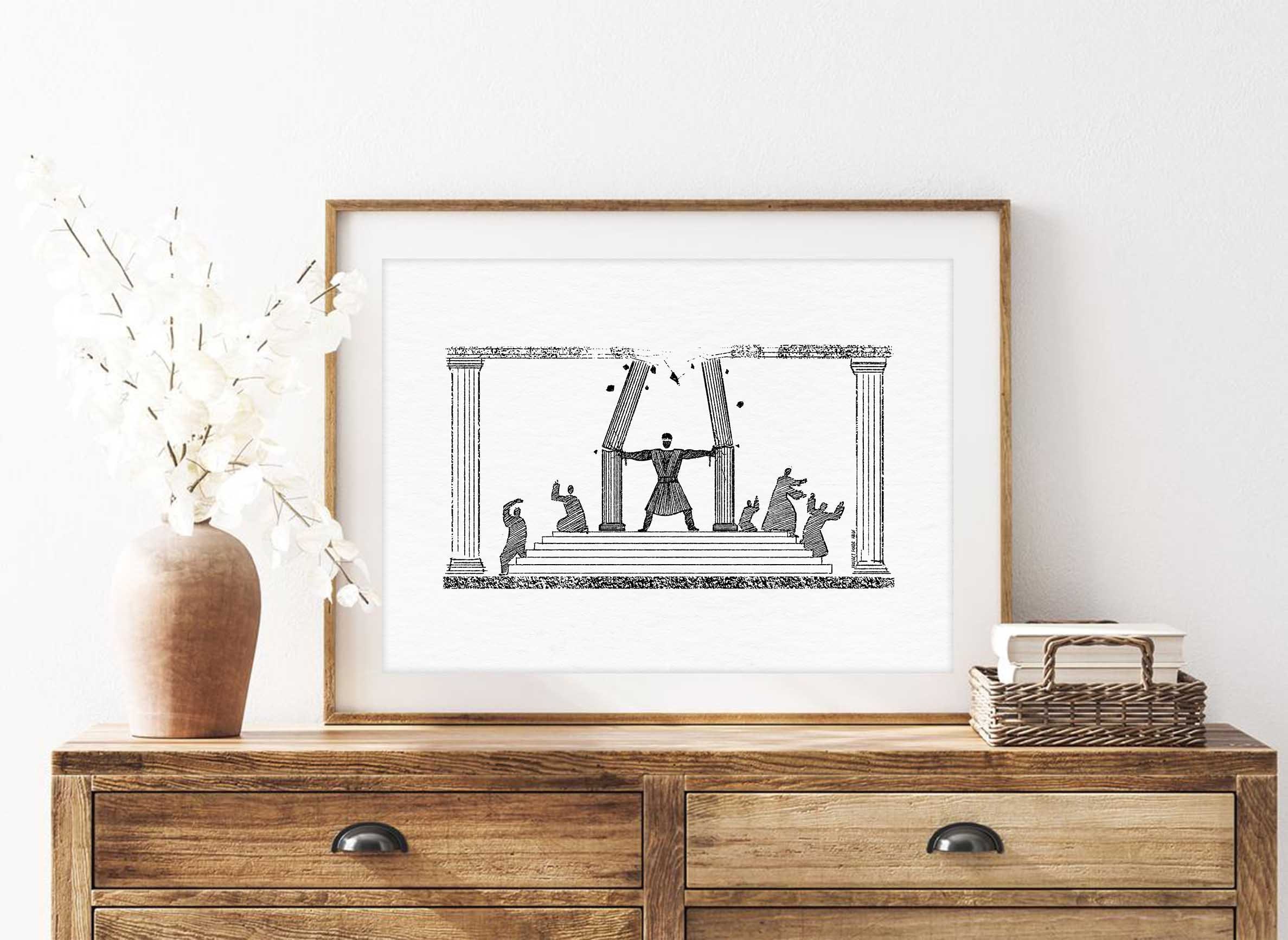 Samson and the Pillars DIGITAL DOWNLOAD, Christian Bible Art, Modern ...