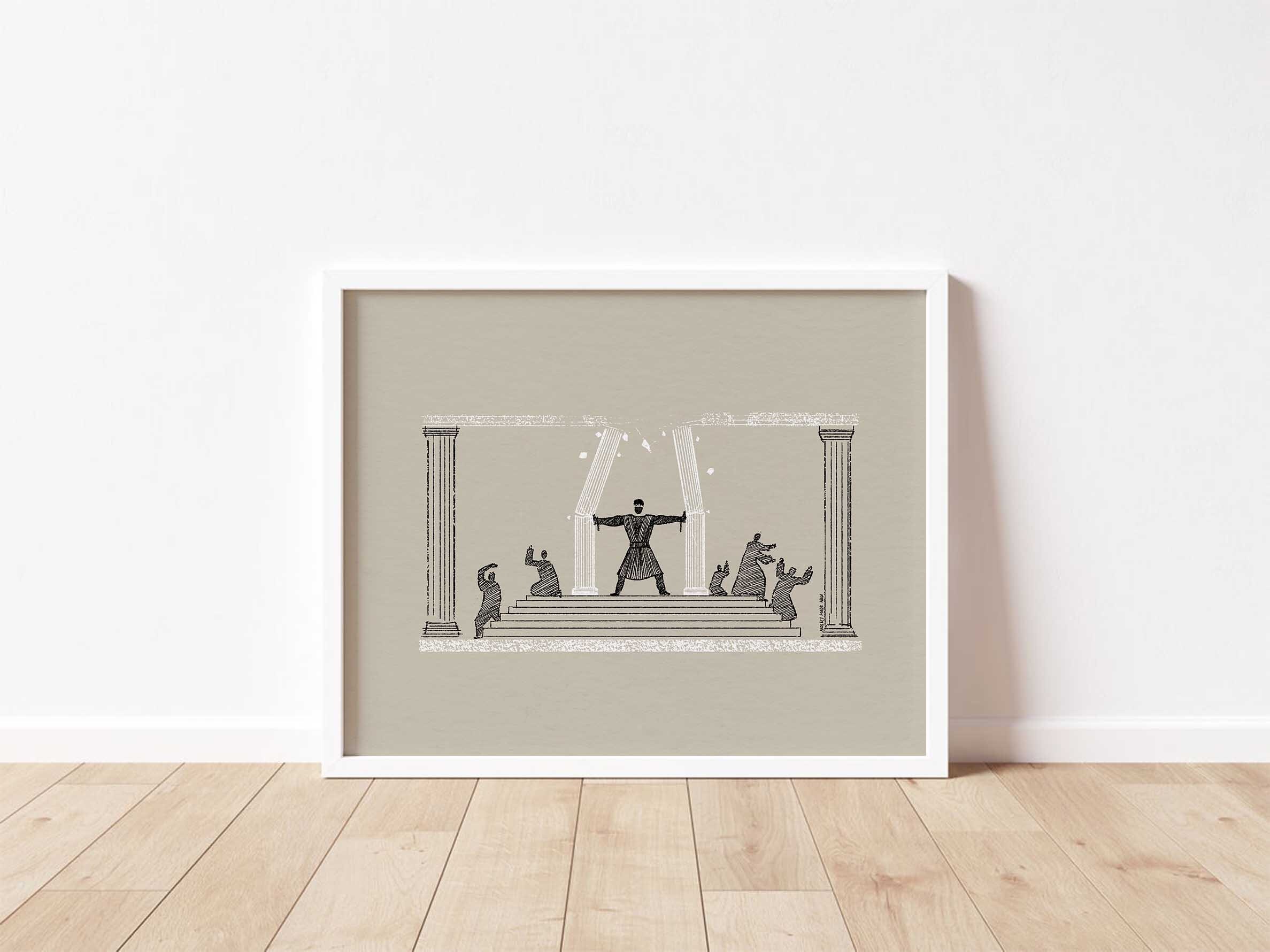Samson and the Pillars DIGITAL DOWNLOAD, Christian Bible Art, Modern ...