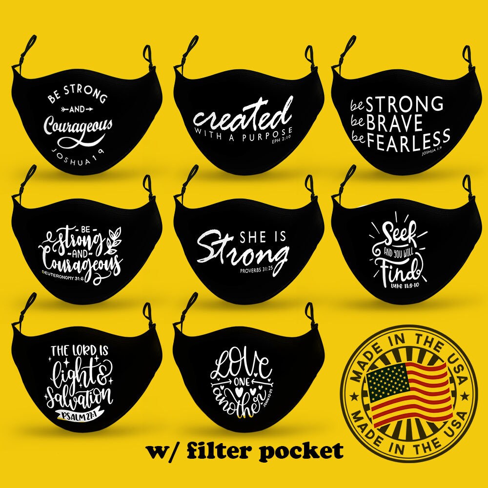 Bible Verse Mask Jesus Washable Face Masks W/ Filter Pocket | Etsy