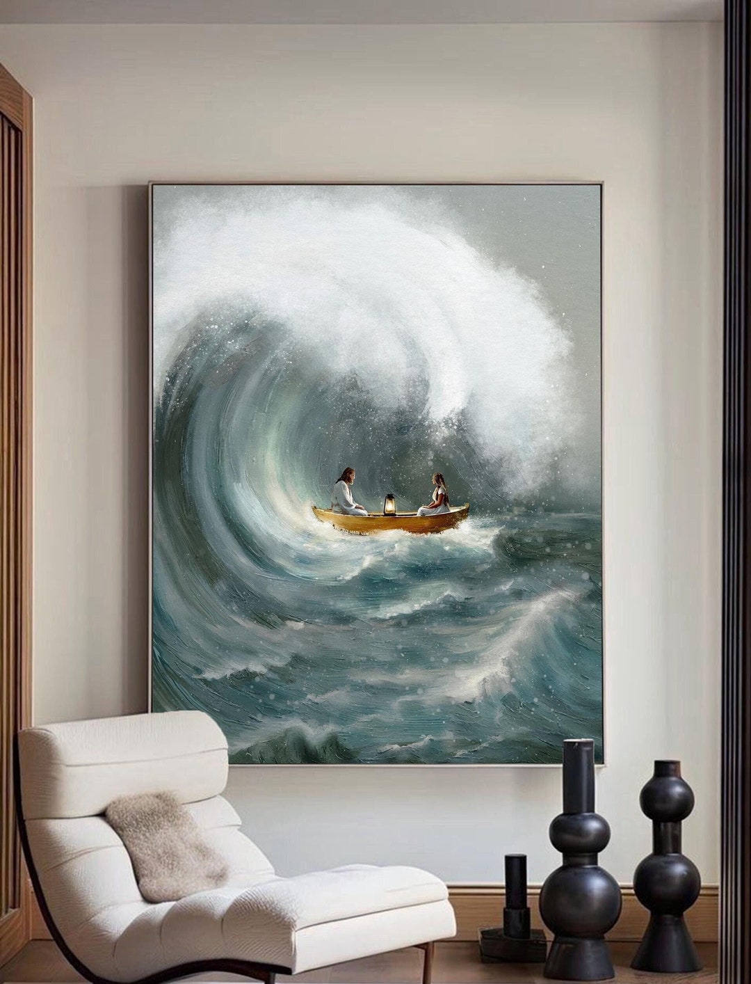 Ride With Jesus Framed Canvas, Jesus Christ on Boat, Storm Christian ...