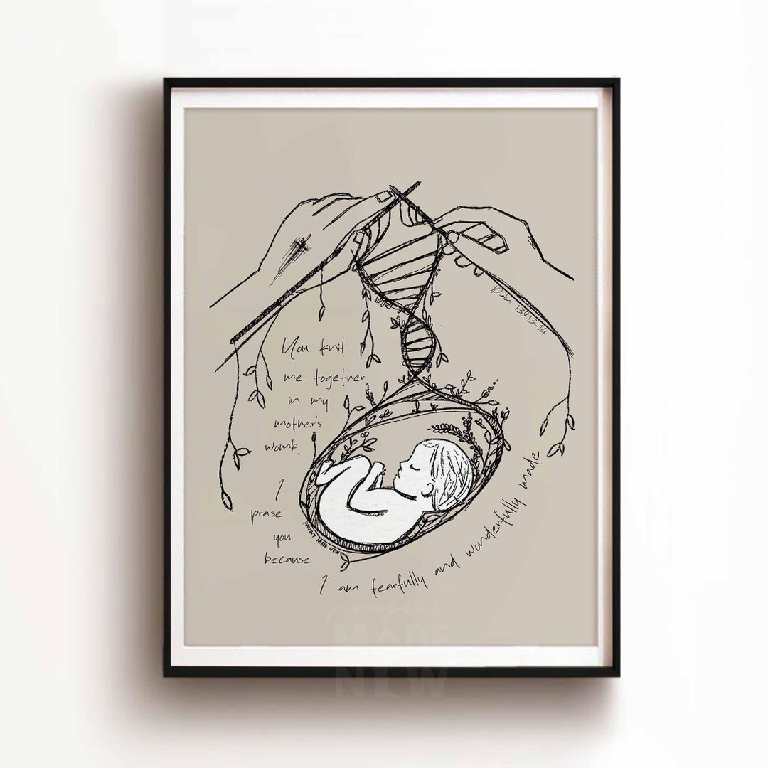 Knitted Me in My Mother's Womb Framed Poster, Psalm 139 Modern ...