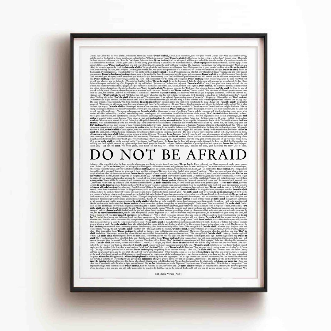 Do Not Be Afraid 104 Bible Verses on Fear, Christian Scripture Wall ...