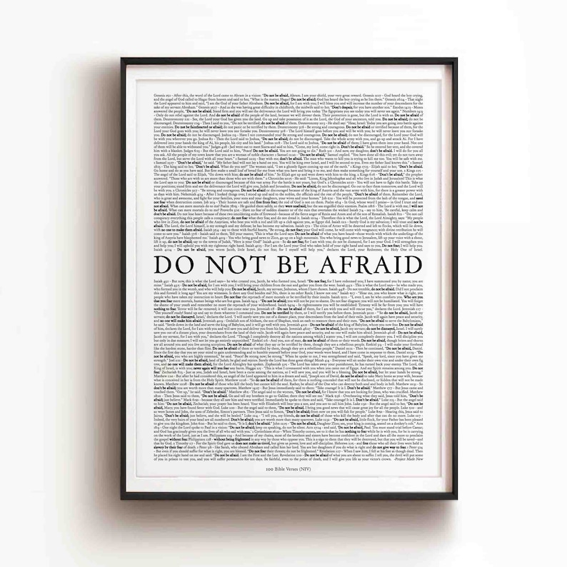 Do Not Be Afraid 104 Bible Verses on Fear, Christian Scripture Wall ...