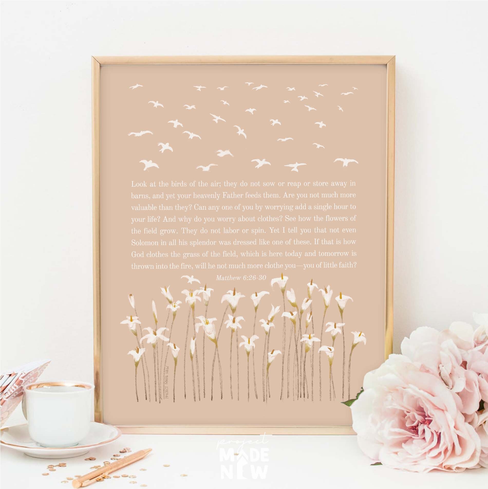 Lilies of the Field Birds in the Air DIGITAL DOWNLOAD, Christian Modern ...