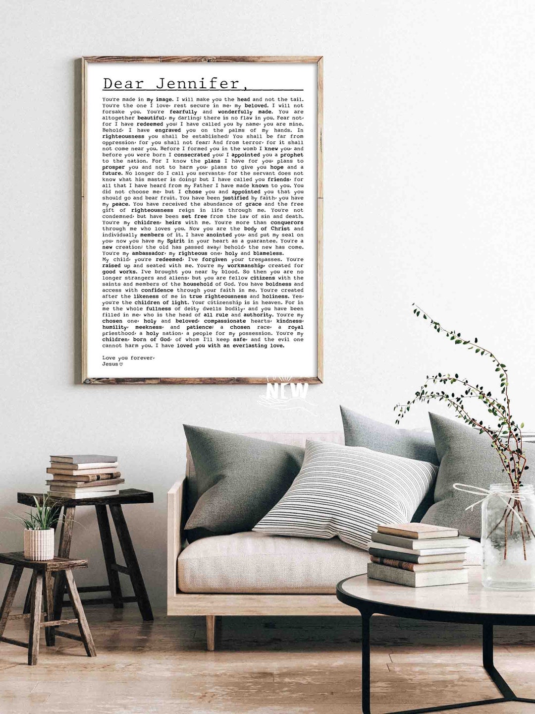 Letter From God Personalized Christian Gift, Baptism Gift Poster Print ...