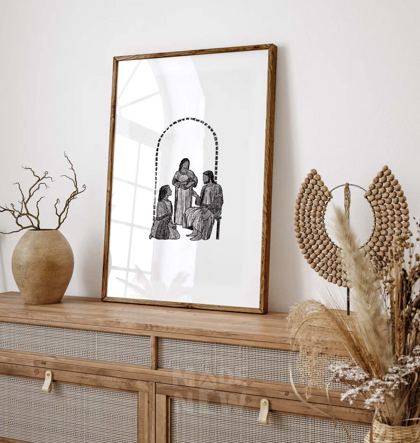 Mary and Martha DIGITAL DOWNLOAD, Jesus Art, Christian Modern Bible ...