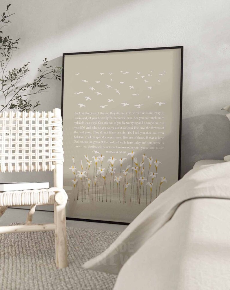 Lilies of the Field Birds in the Air DIGITAL DOWNLOAD, Christian Modern ...