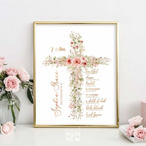 Baptism Gift Girl, Cross, Personalized DIGITAL PRINTABLE Baby Girl Gift ...