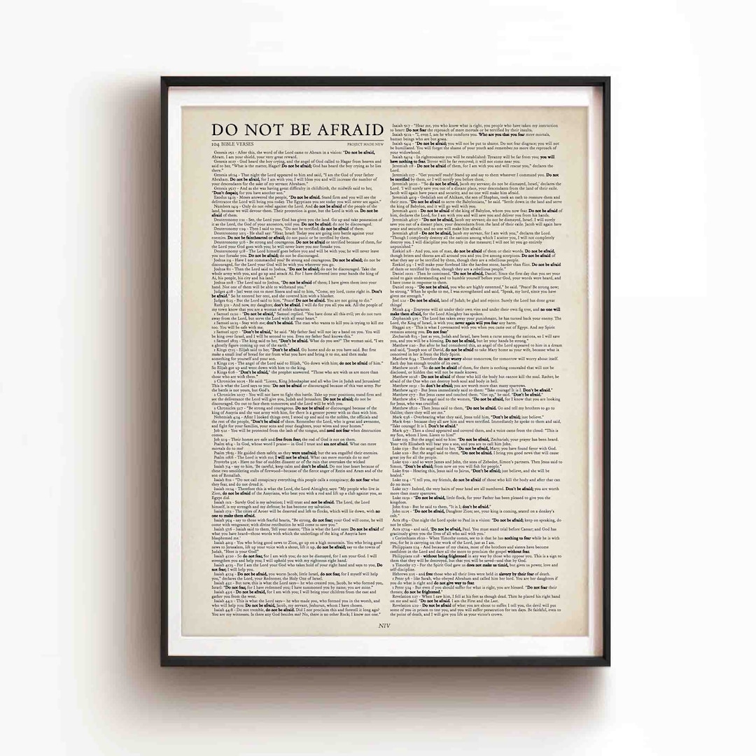 Do Not Be Afraid 104 Bible Verses on Fear, Christian Scripture Wall ...