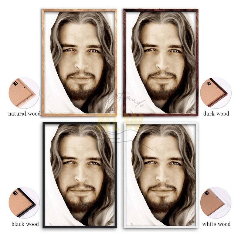 Jesus Christ Wooden Frame Portrait Print Jesus Painting - Etsy